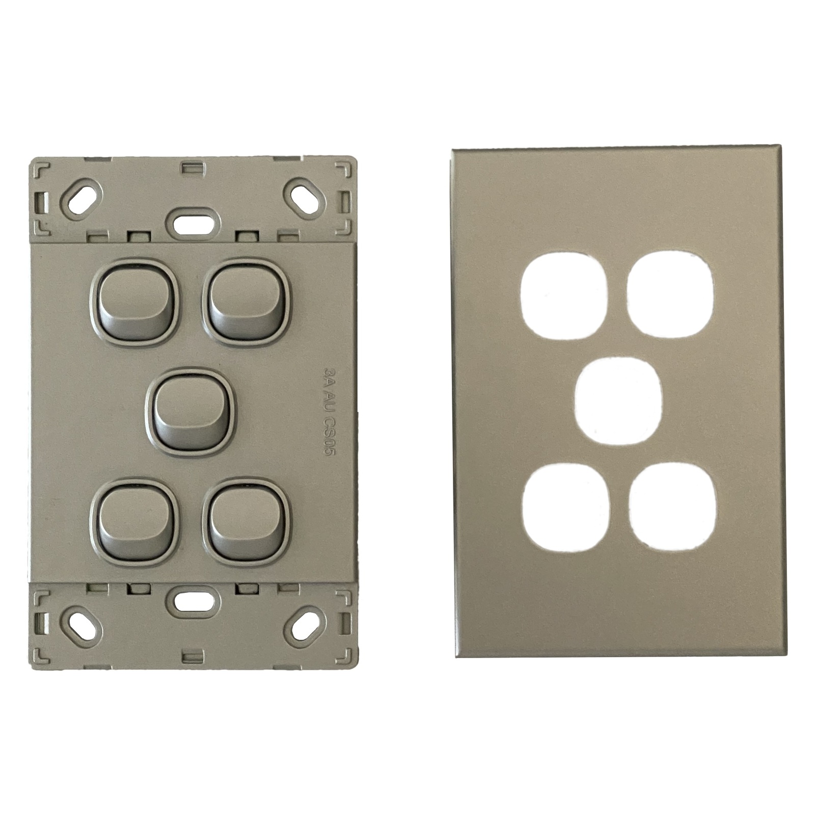 3A AU 1 2 3 4 5 6 Gang Wall Switch & Powerpoints – Silver - Slim -SAA ...