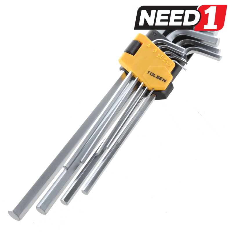 TOLSEN 9pc Extra-Long Arm Hex Key Set - need1.com.au