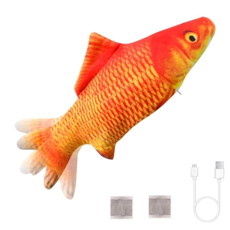 AUIHIAY Realistic Plush Simulation Electric Moving Fish Cat Toy - need1 ...