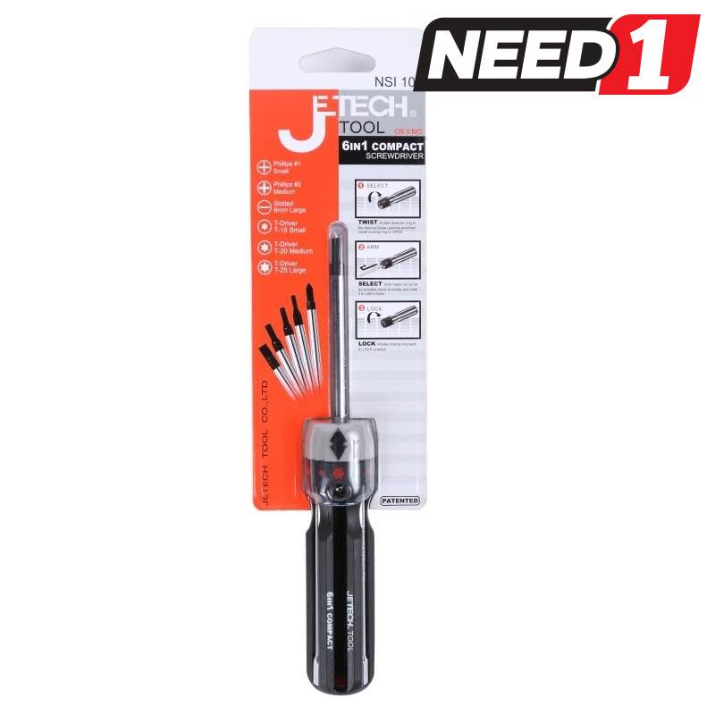 JETECH 6-in-1 Compact Screwdriver - need1.com.au