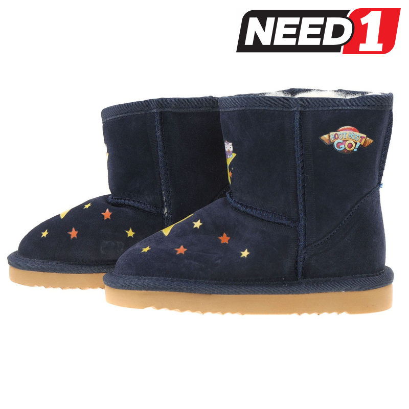 TEAM KICKS Kids Ugg Boots, Hoot Hoot Go Dark Blue - need1.com.au