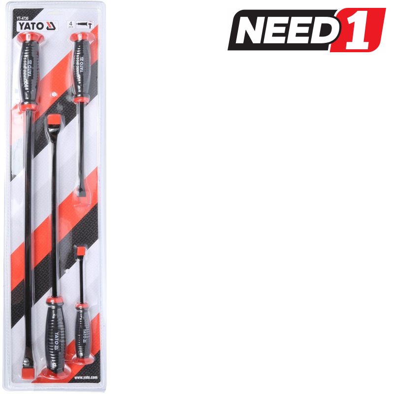 Yato 4pc Go-Through Screwdriver Pry Bar Set - need1.com.au